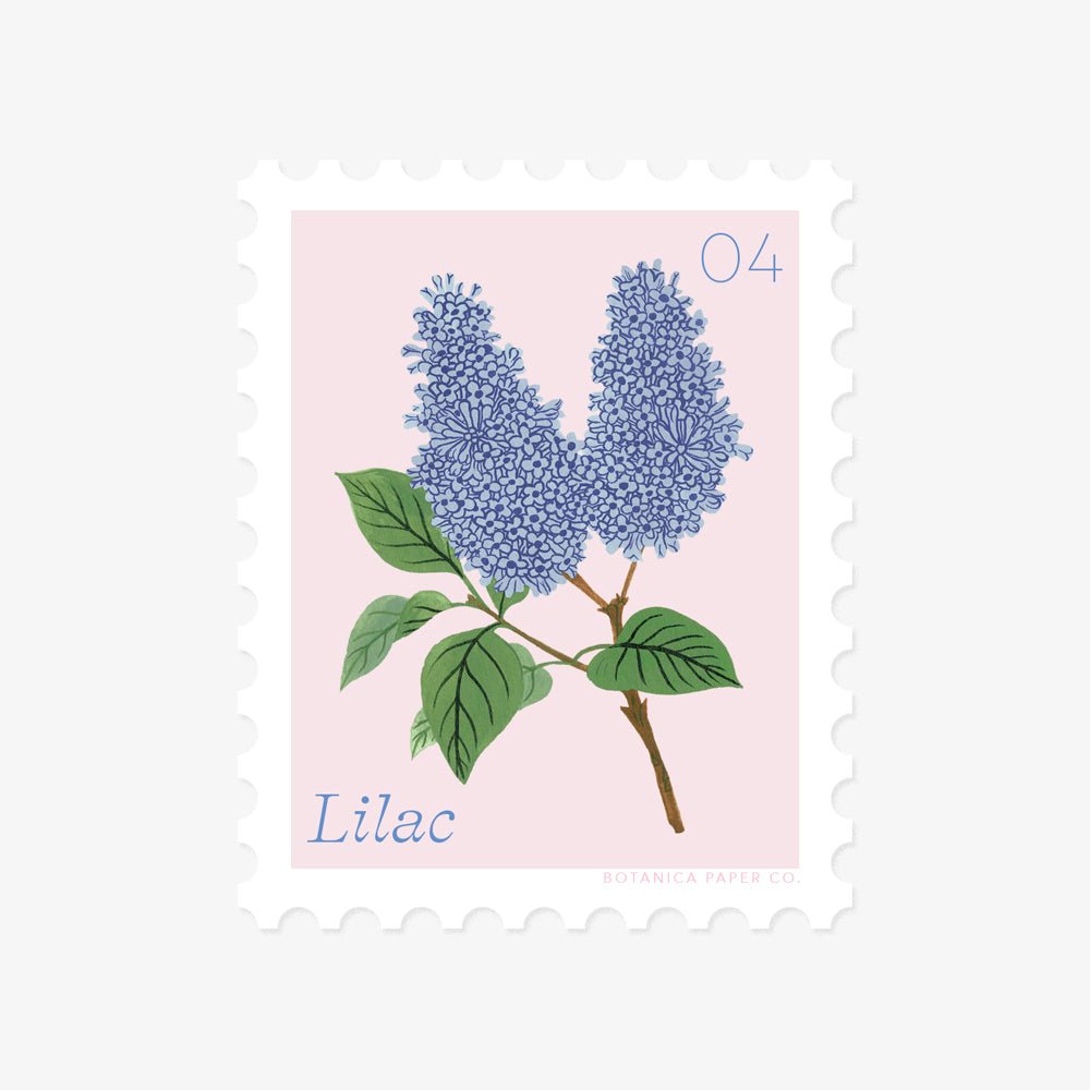 LILAC, APRIL FLOWER | STAMP-STYLE VINYL STICKER – Botanica Paper Co